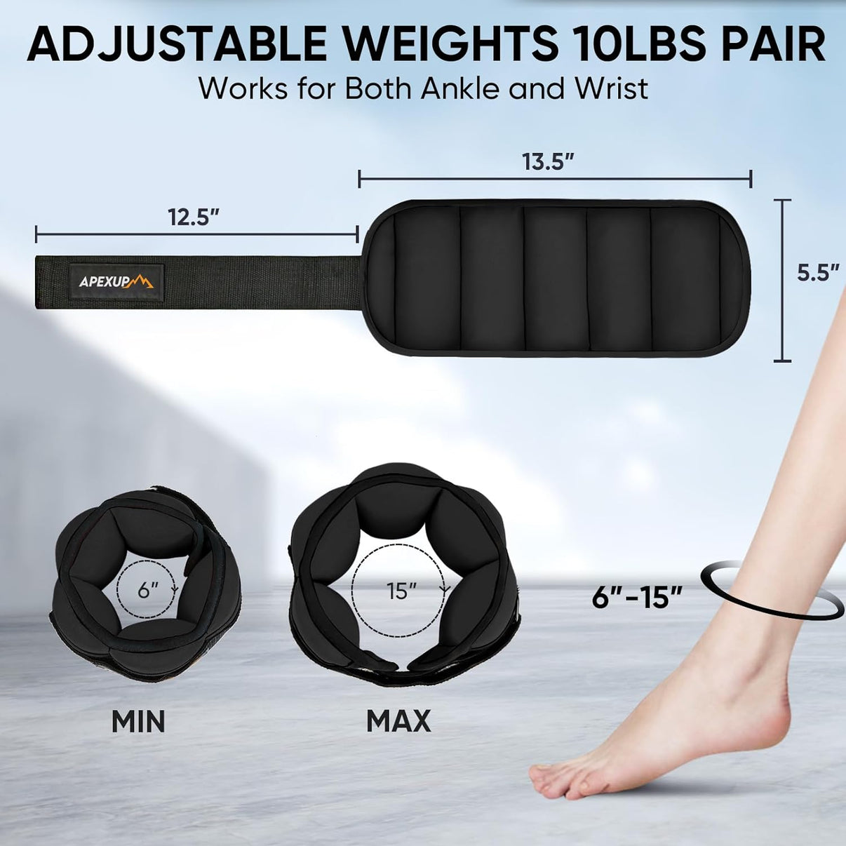 APEXUP 10 lb/Pair Adjustable Ankle Weights – APEXUP SHOP