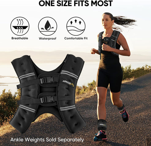 APEXUP Weighted Vest with Reflective Stripe (5/10/15/20/25/30 lbs ...