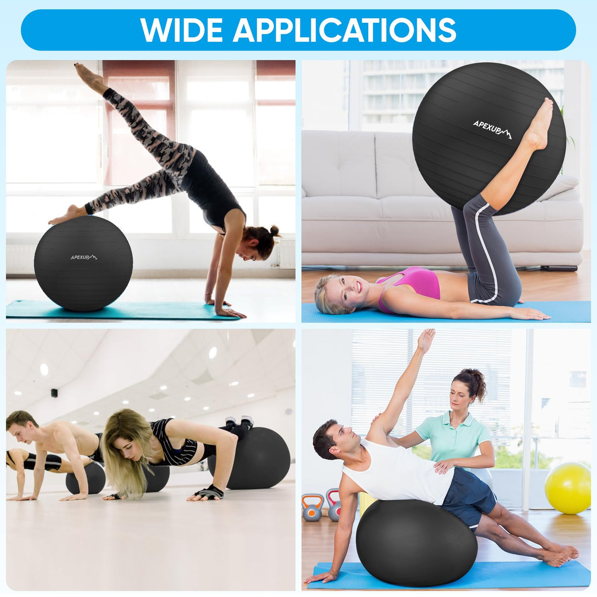 APEXUP Yoga Exercise Ball, Heavy Duty Large Gym Ball – APEXUP SHOP